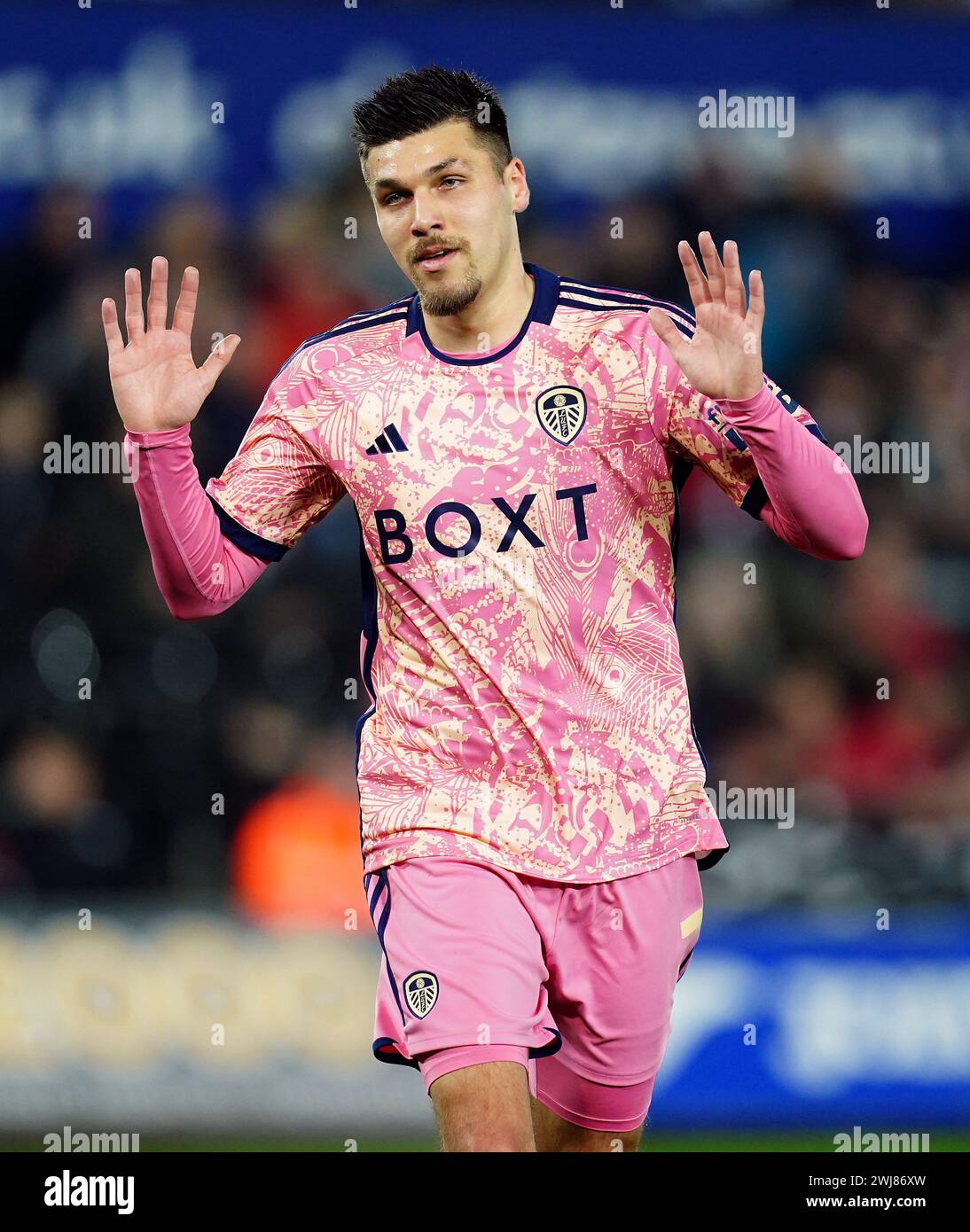 Leeds United's Joel Piroe celebrates scoring their side's second goal ...