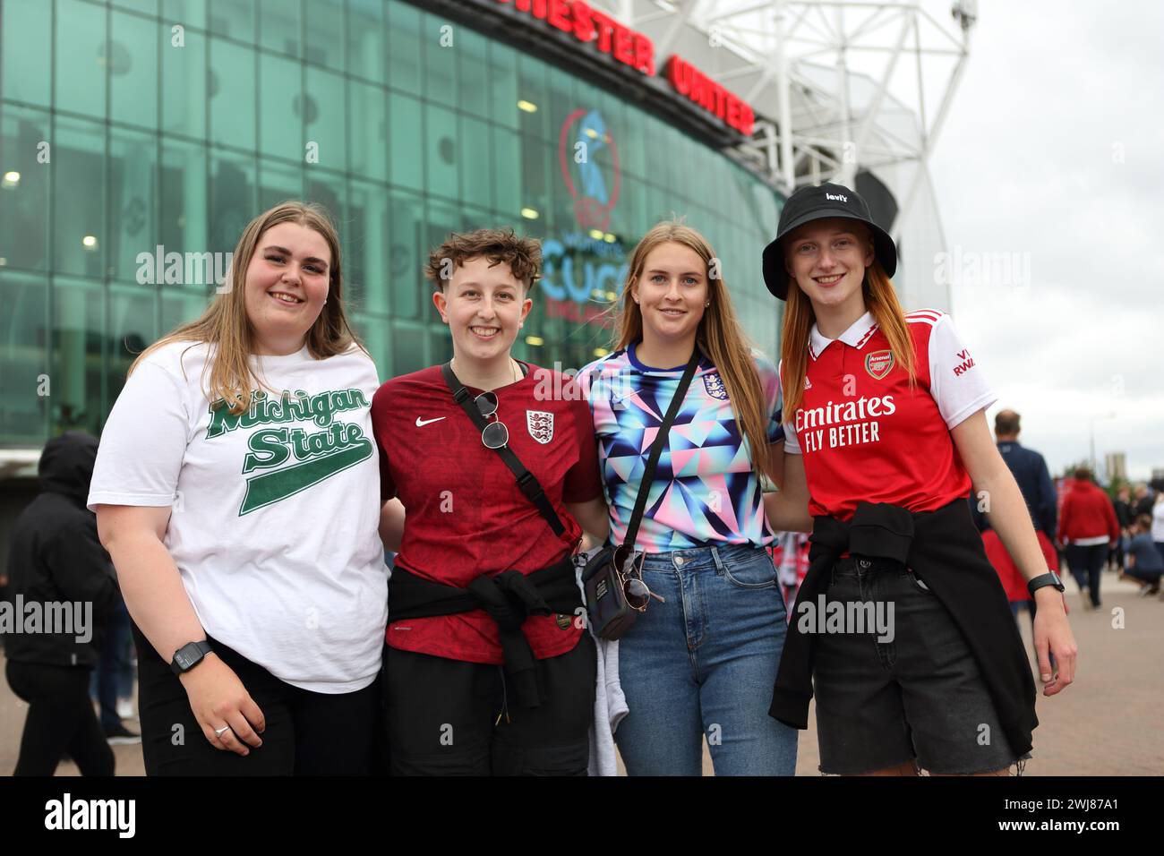 Female England Lionesses fans outside Old Trafford before England v ...