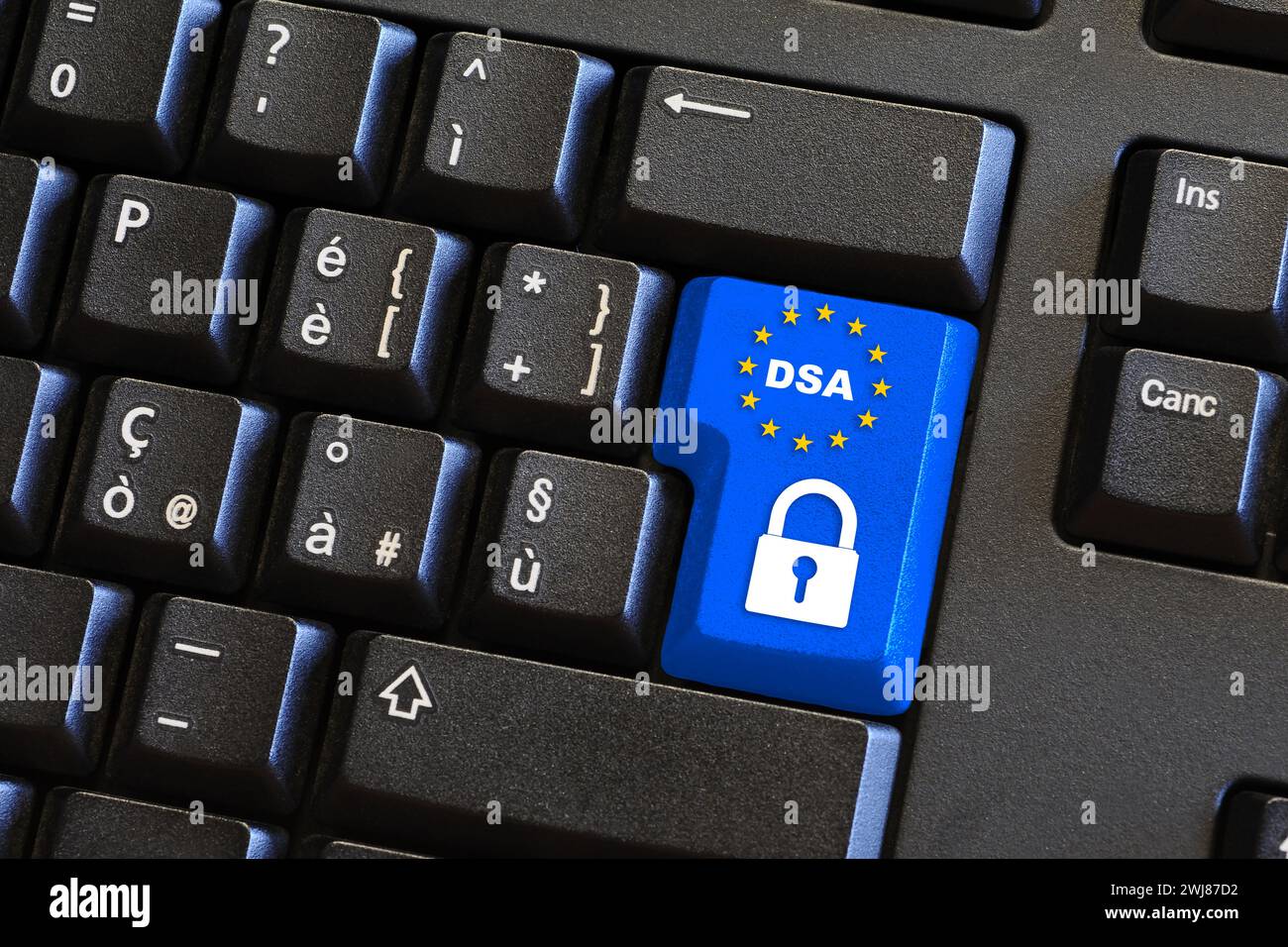 Digital services act (DSA) concept: enter key on computer keyboard with ... Digital services act (DSA) concept: enter key on computer keyboard with ...