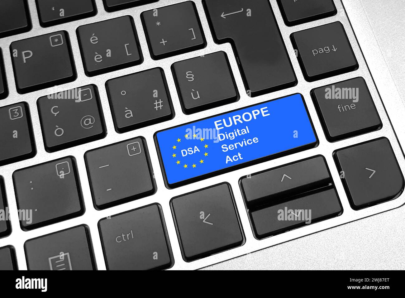 Digital services act (DSA) concept: enter key on computer keyboard with ...