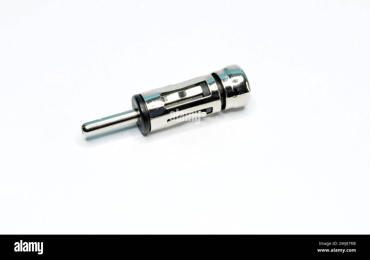 Male audio connector on white background Stock Photo - Alamy