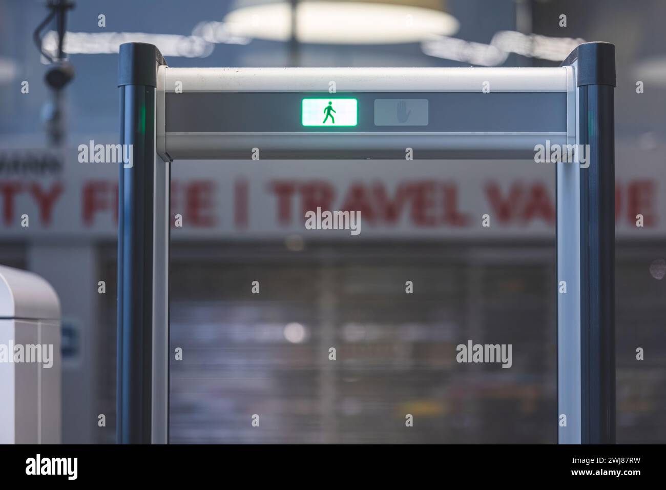 Close-up of airport security gates. Metal detector scan. High quality ...