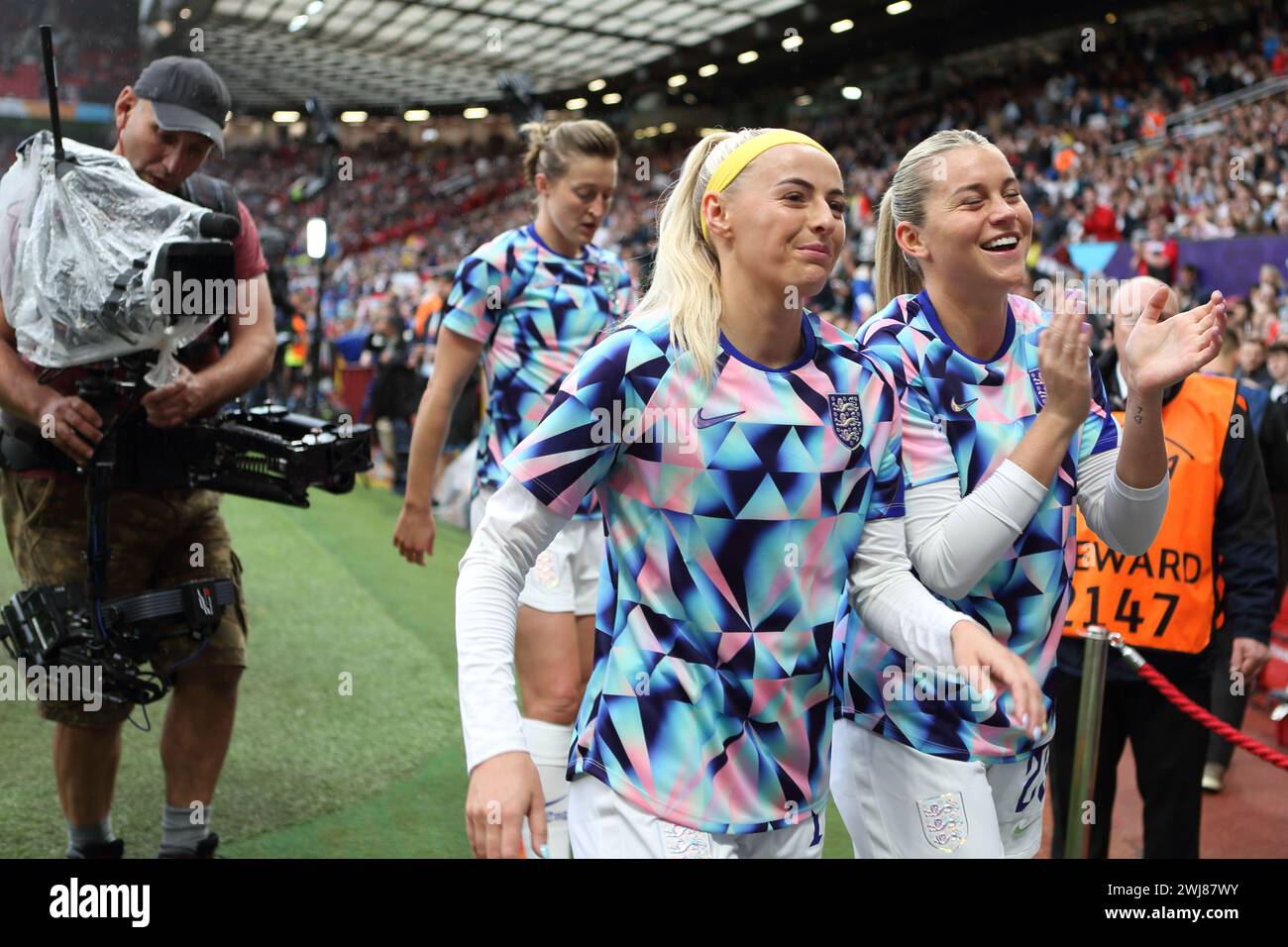 Chloe Kelly and Alessia Russo smile after warm up England v Austria ...