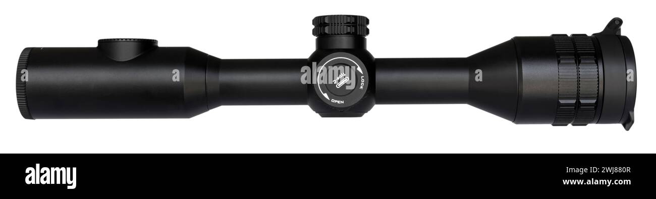 Night vision rifle scope seen from side used to recharge its heat ...