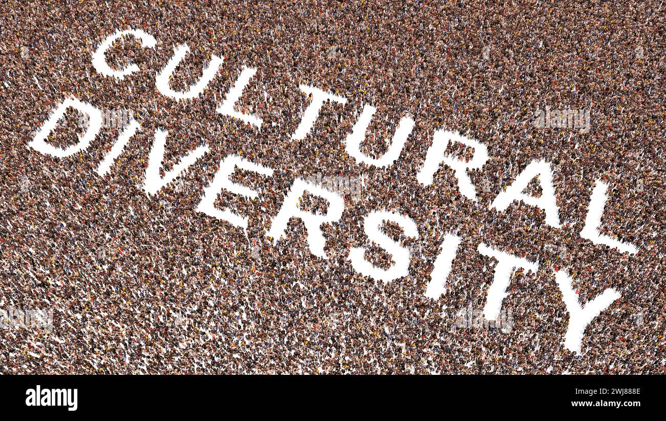 Concept conceptual large community of people forming CULTURAL DIVERSITY ...