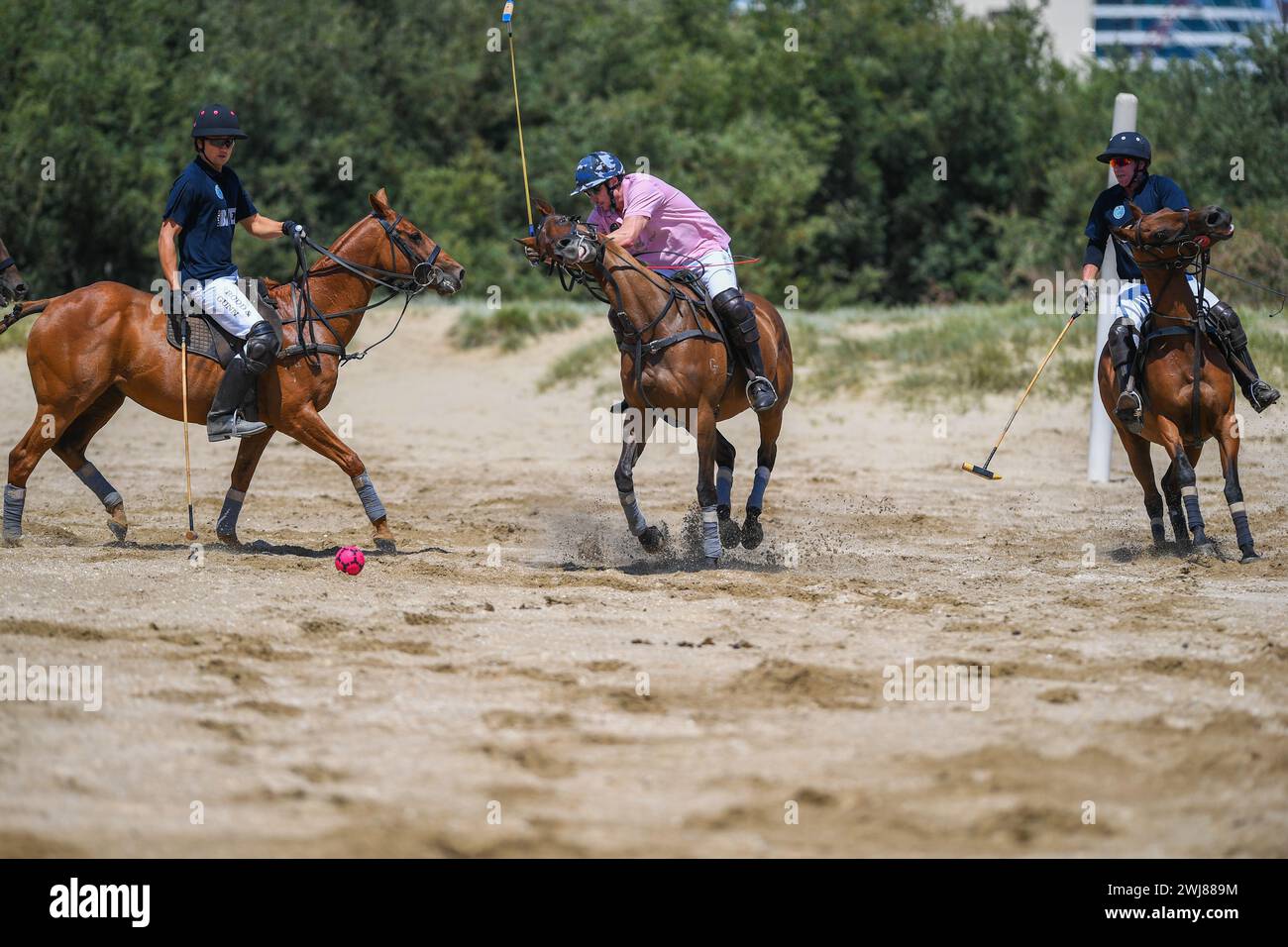 Polo players from Captain Baxter and Whispering Angel team are seen in ...