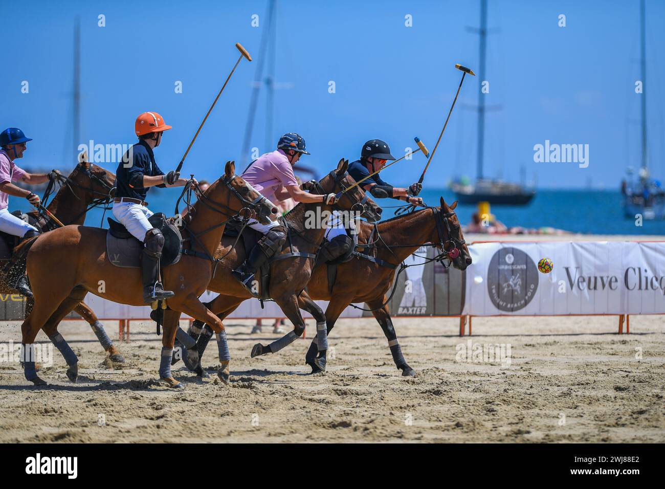 Polo players from Captain Baxter and Whispering Angel team are seen in ...