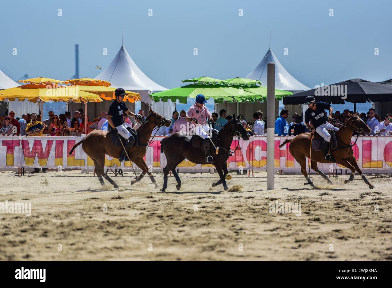 Polo players from Captain Baxter and Whispering Angel team are seen in ...