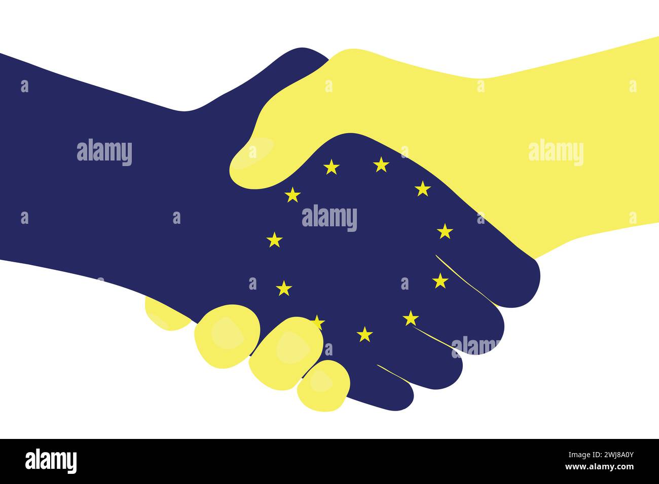 Vector, drawing, handshake, between, Ukraine, EU Stock Vector Image ...