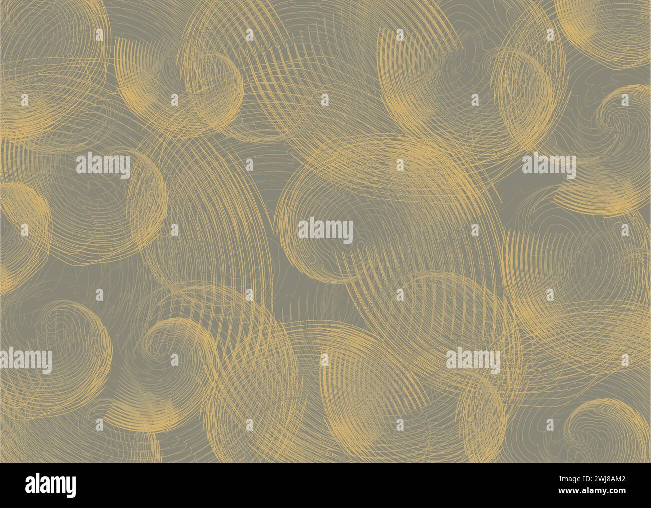 Linear golden-gray background with spiral elements for textiles or ...