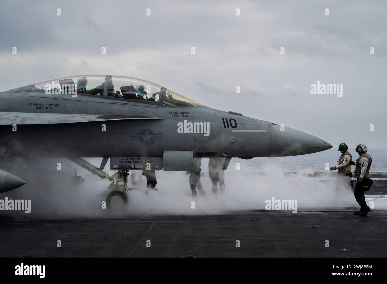 F/A-18F Super Hornet fighter jet takes off from the aircraft carrier U ...