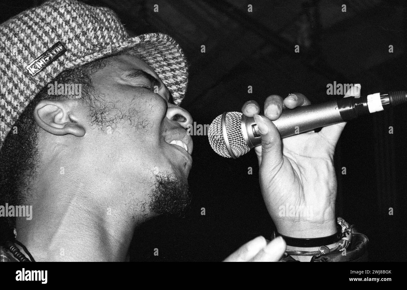 Capital Q of Canadian hip hop act Dream Warriors on stage at Reading ...