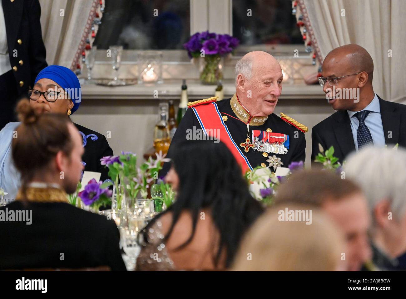Oslo 20240213.Norwegian King Harald in conversation with Tanzania's ...
