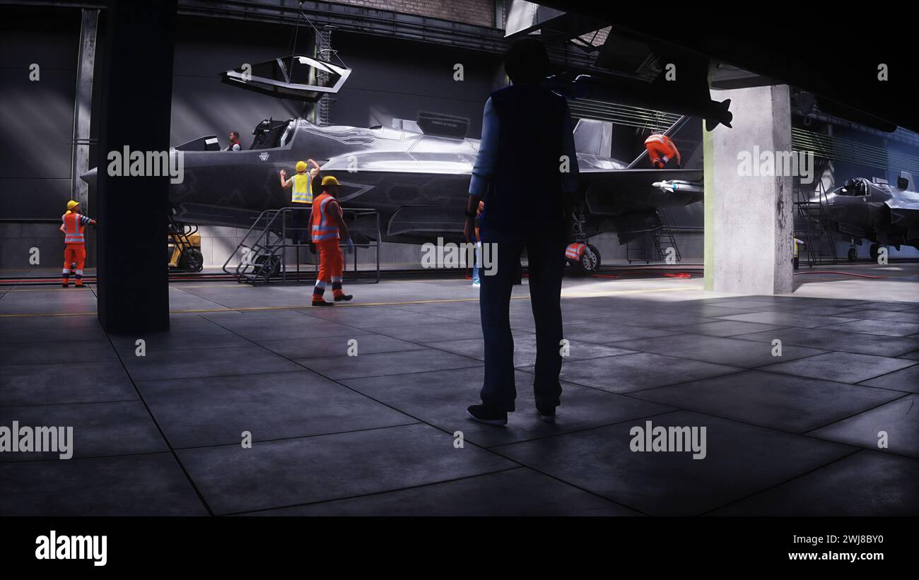 Production of military fighter jet f 35 at the factory. Military ...