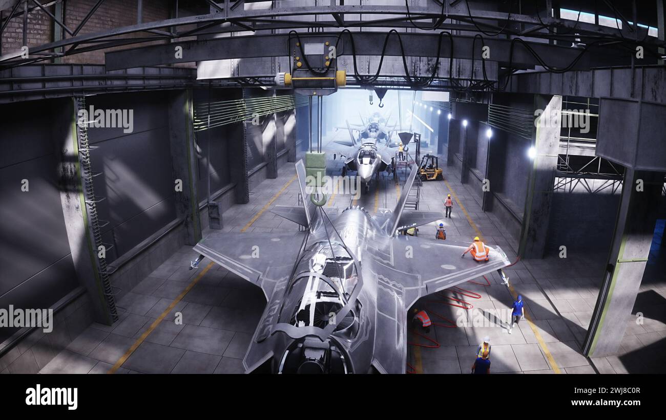 Production of military fighter jet f 35 at the factory. Military ...