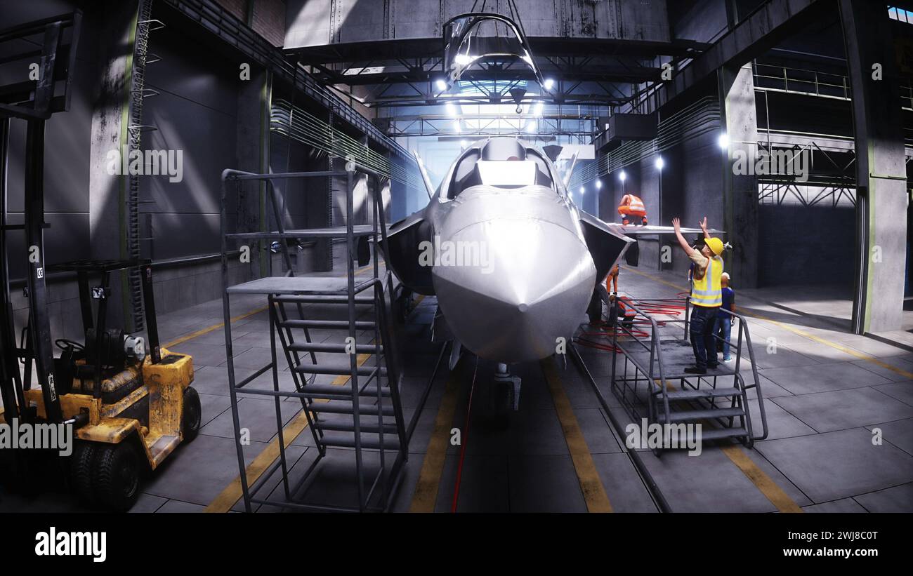 Production of military fighter jet f 35 at the factory. Military ...