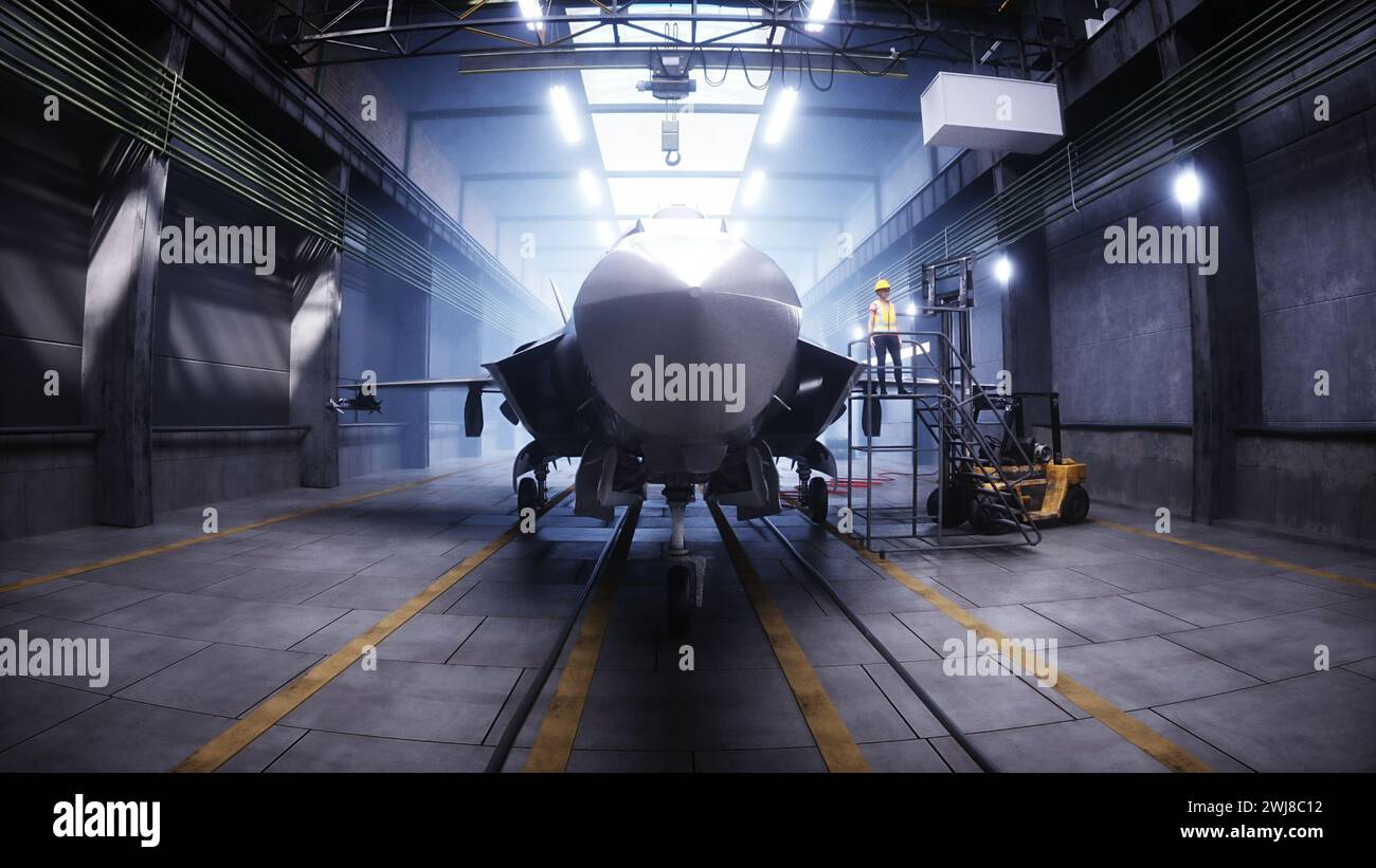 Production of military fighter jet f 35 at the factory. Military ...