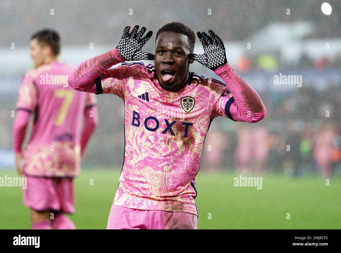 Leeds United's Wilfried Gnonto celebrates scoring their side's fourth ...