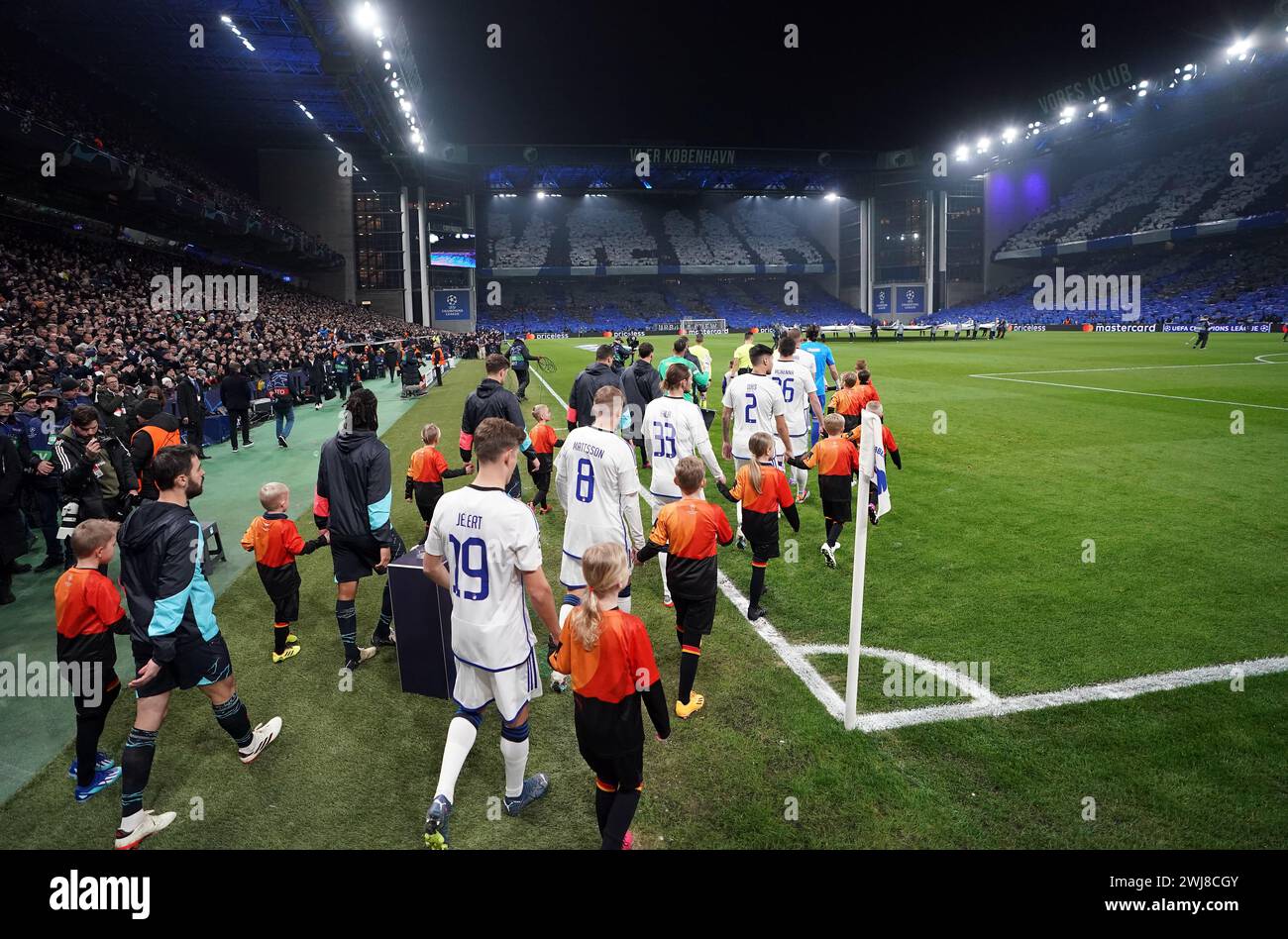The players walk out for the UEFA Champions League round of 16, first ...