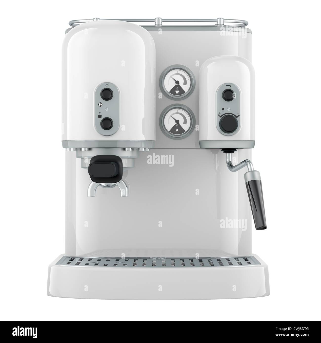 Coffee machine retro design, 3D rendering isolated on white background ...