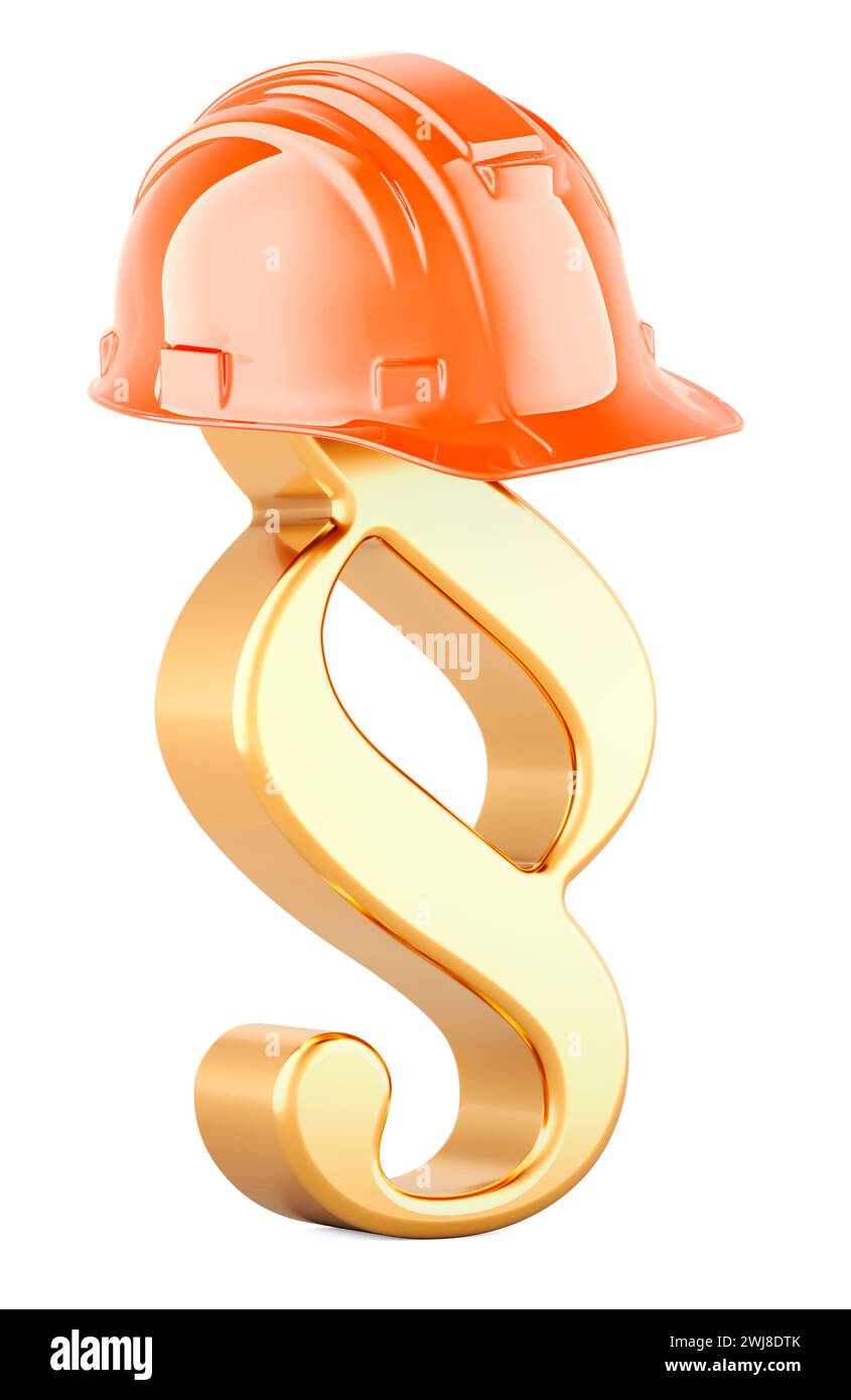 Section symbol with orange hard hat, 3D rendering isolated on white ...