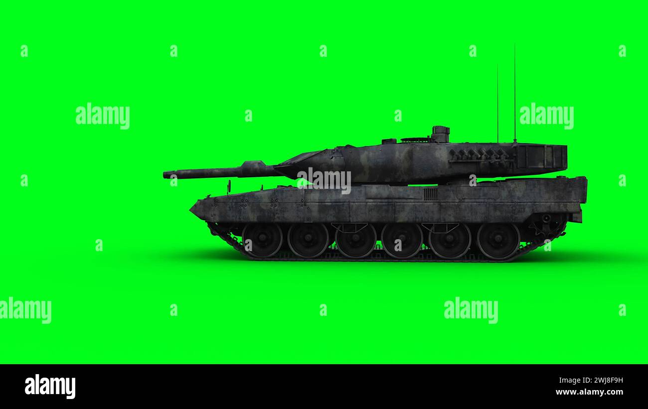 German battle tank. War. Green screen. 3d rendering Stock Photo - Alamy