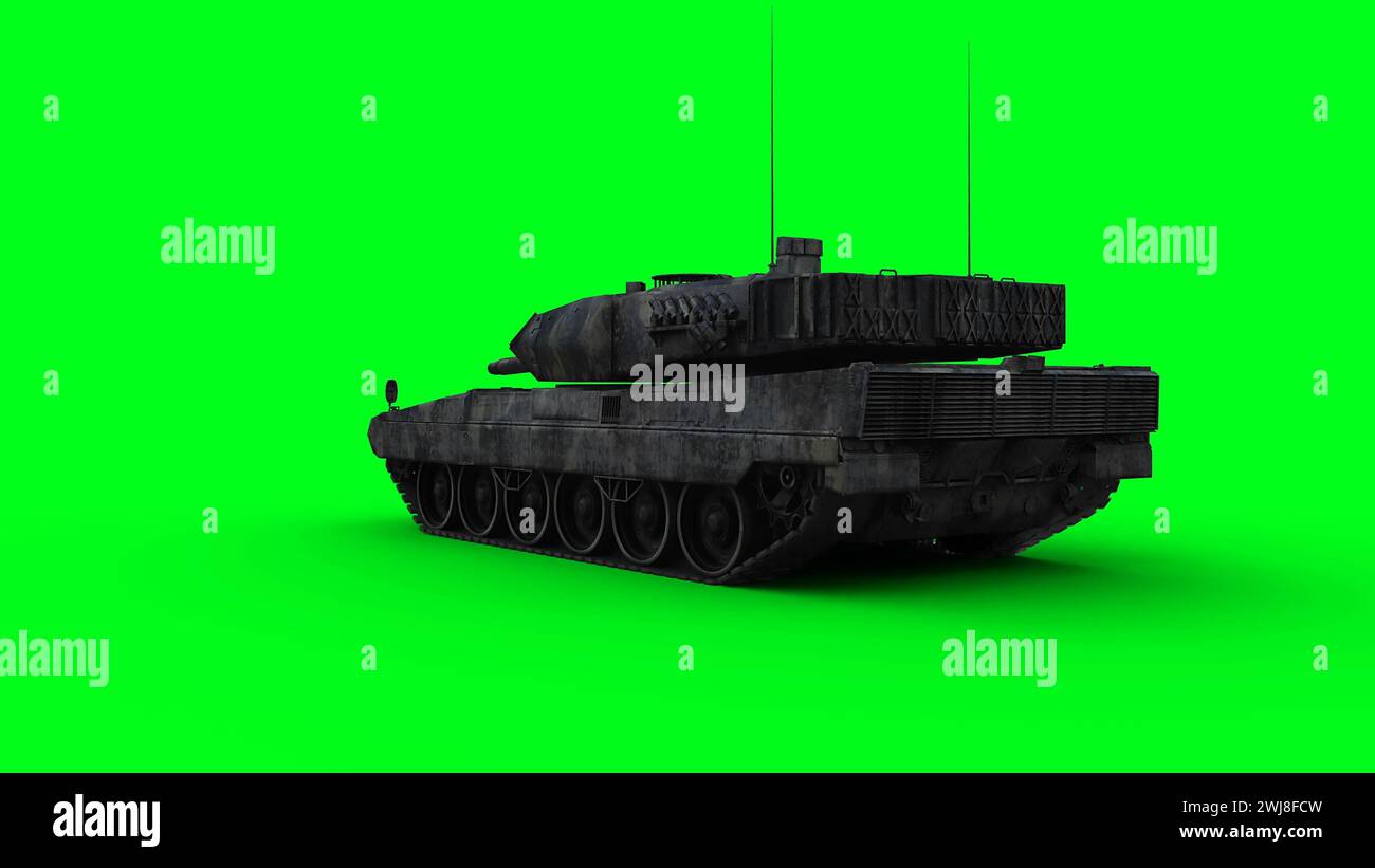 German battle tank. War. Green screen. 3d rendering Stock Photo - Alamy