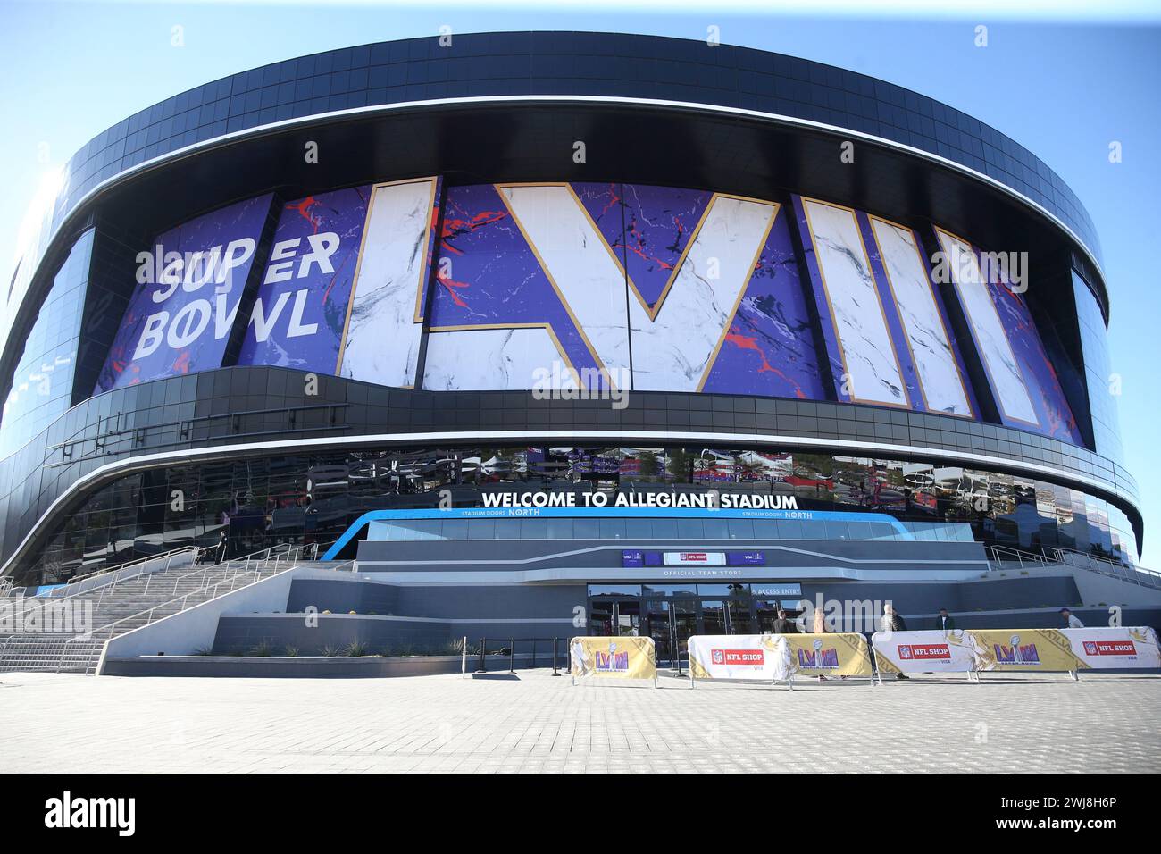 Allegiant Stadium before the start of Super Bowl 58 NFL football game ...