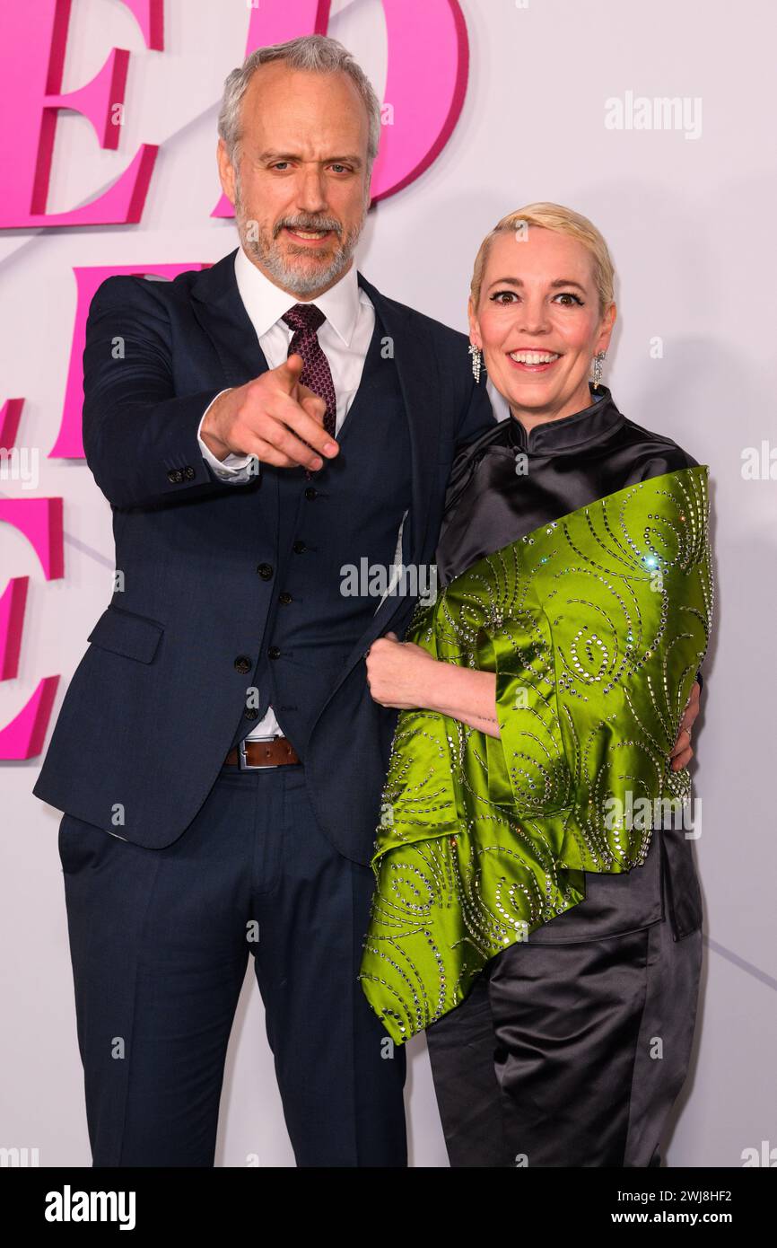 London, UK. 13 February 2023. Olivia Colman and Ed Sinclair attending ...