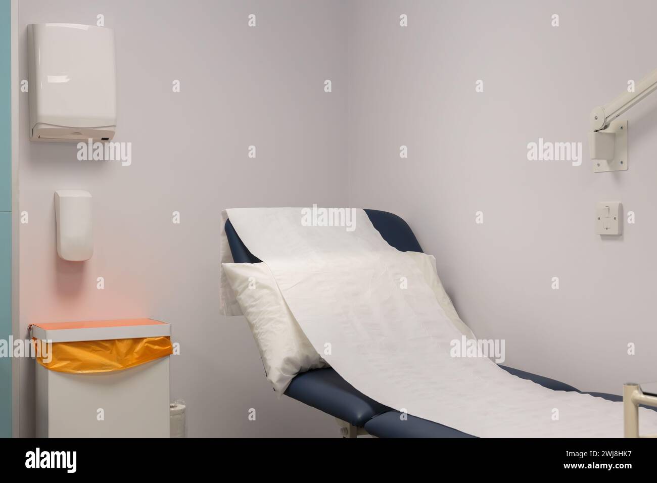 A Raised Interior Medical Couch, Showing Focus to the White Pillow and ...
