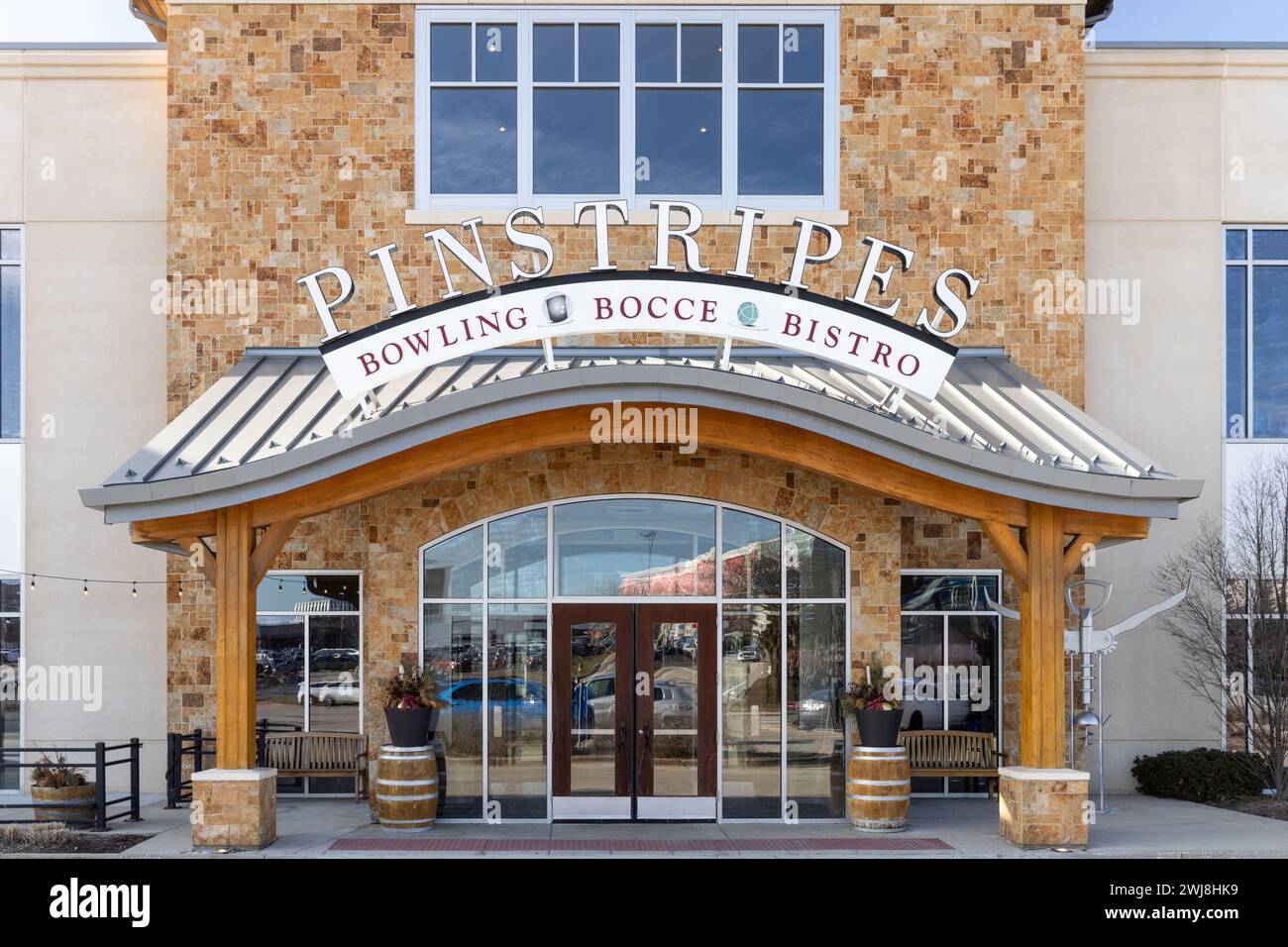 Pinstripes is a bowling entertainment venue that has bowling lanes ...