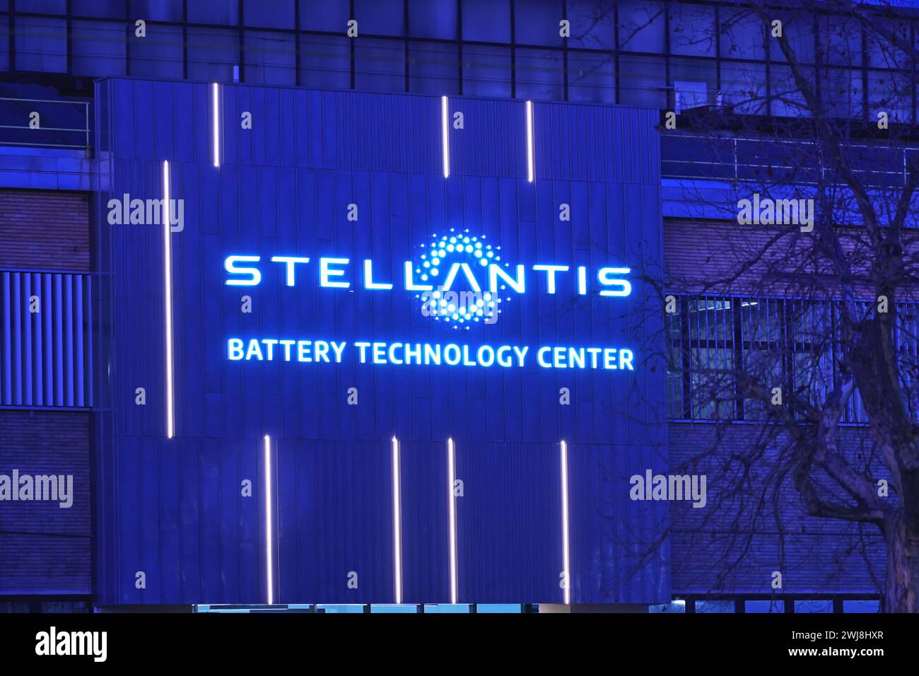 Turin, Italy - February 2024: The Stellantis logo at the entrance to ...