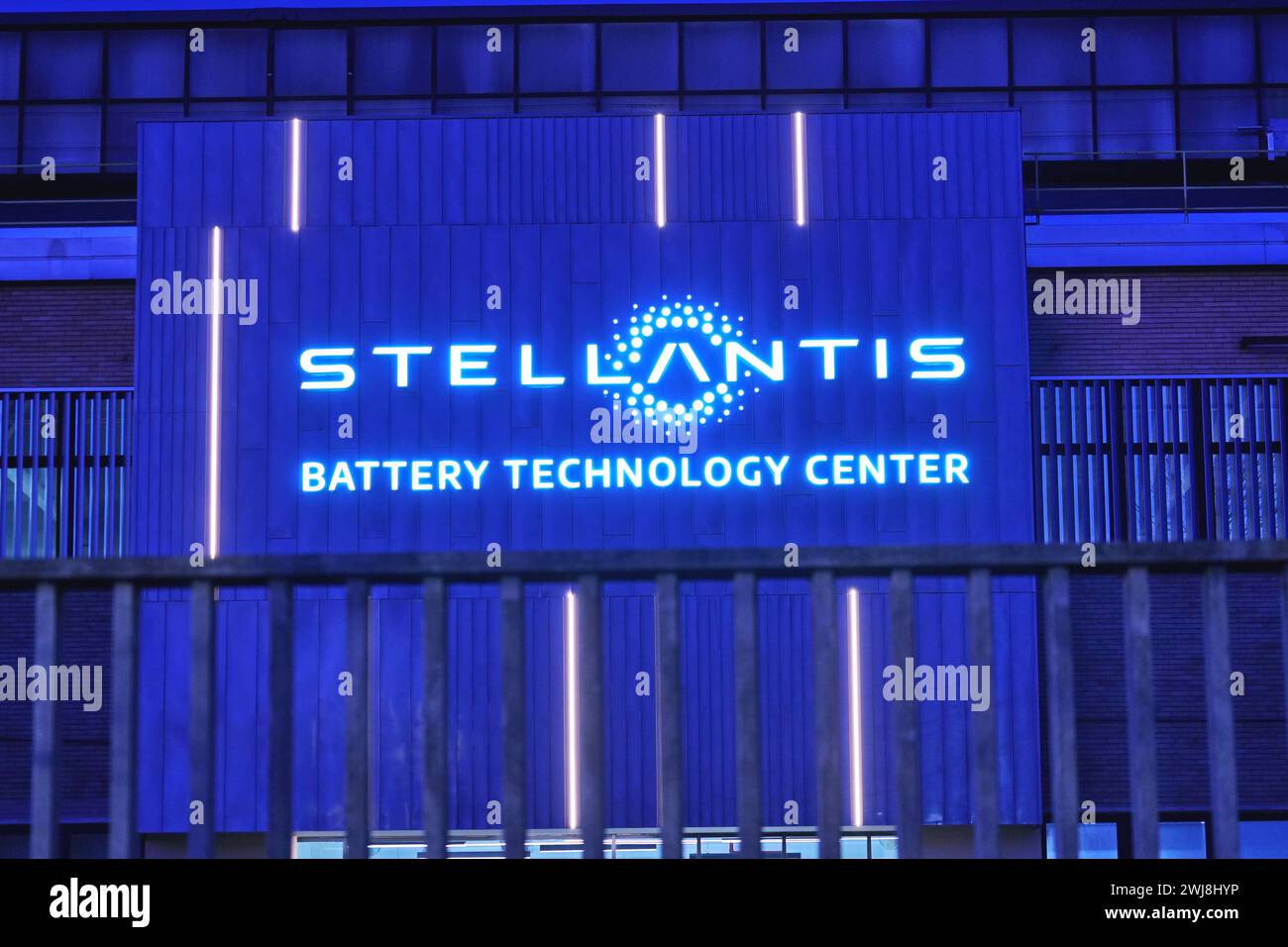 Turin, Italy - February 2024: The Stellantis logo at the entrance to ...