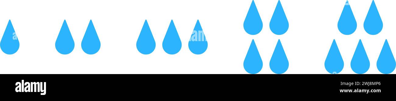 Water drops icons. Blue droplets isolated on white background. Humidity ...