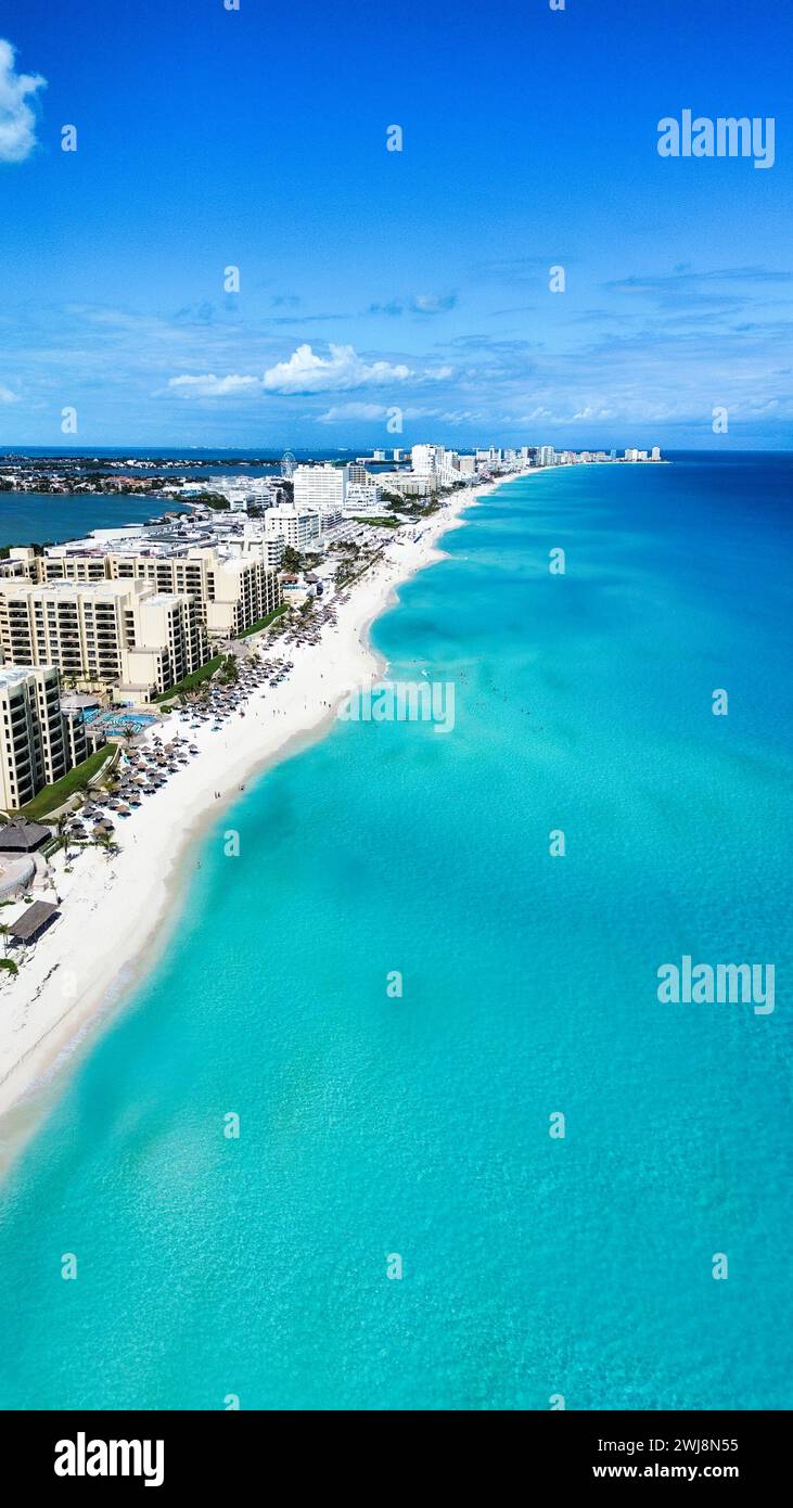 Long strip of beaches and hotels in paradise. Drone photo taken on DJI ...