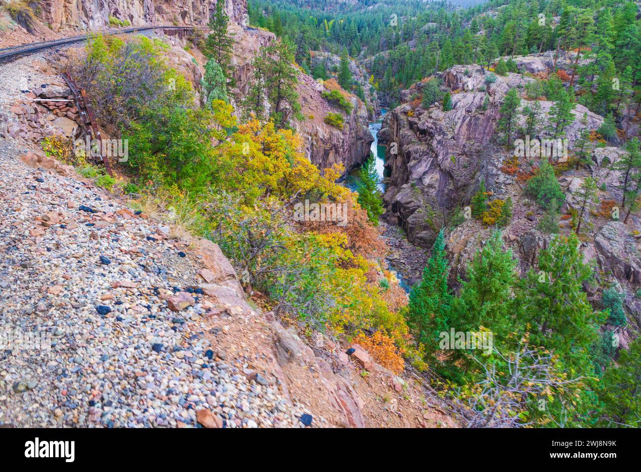 Animas River at Horseshoe Curve on the Durango & Silverton Narrow Gauge ...