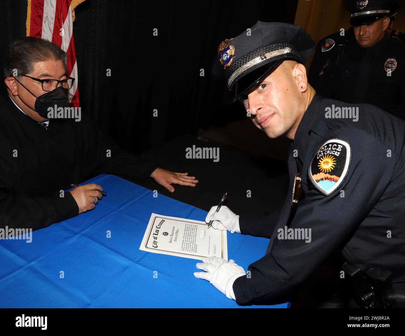 In this photo provided by the City of Las Cruces, New Mexico, Officer ...