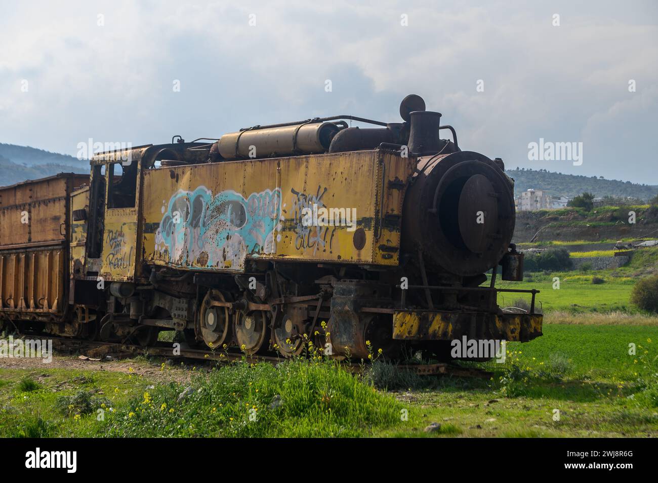 old steam locomotive as a monument in Northern Cyprus Stock Photo - Alamy