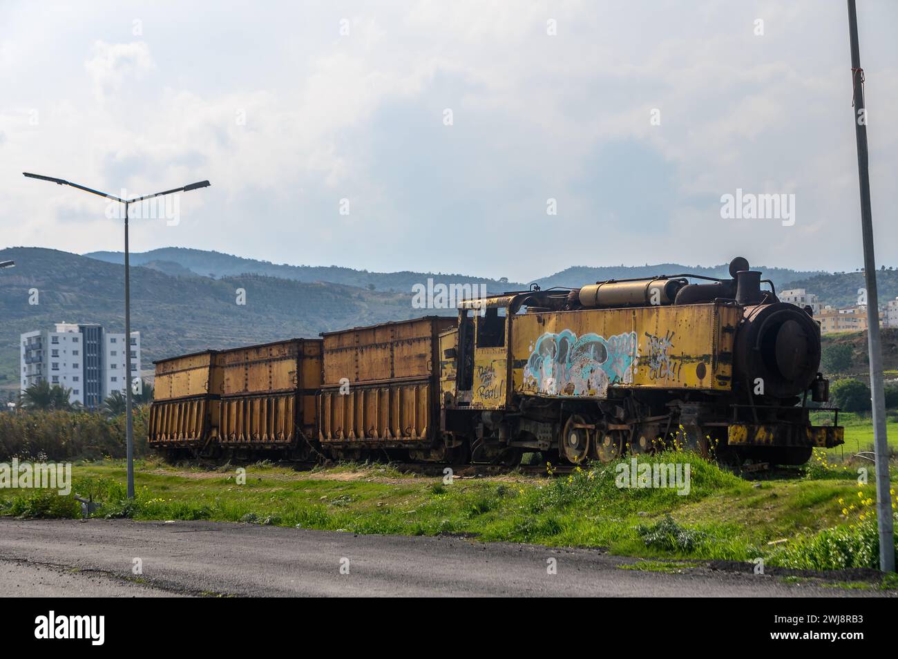 old steam locomotive as a monument in Northern Cyprus 2 Stock Photo - Alamy