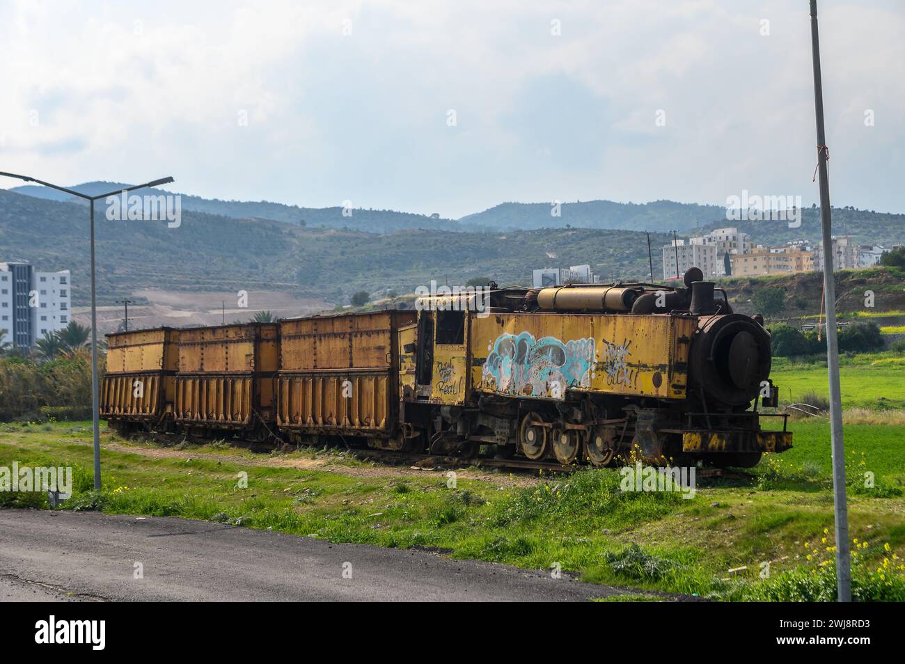 old steam locomotive as a monument in Northern Cyprus 3 Stock Photo - Alamy