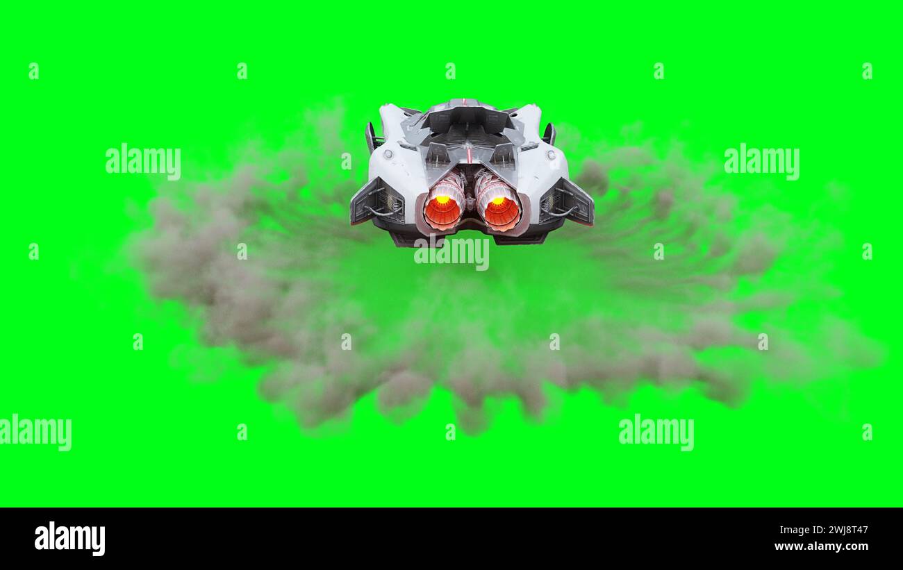 Futuristic flying car, taxi. Green screen isolate. 3d rendering Stock ...