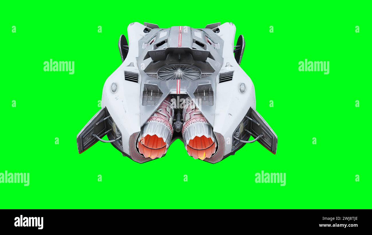 Futuristic flying car, taxi. Green screen isolate. 3d rendering Stock ...