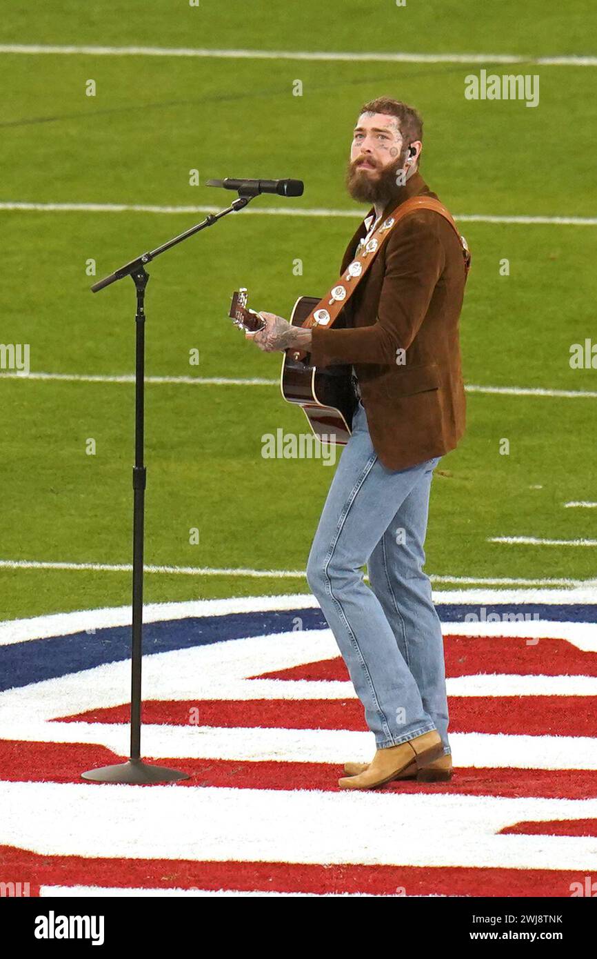 Post Malone sings American the Beautiful before the start of Super Bowl ...