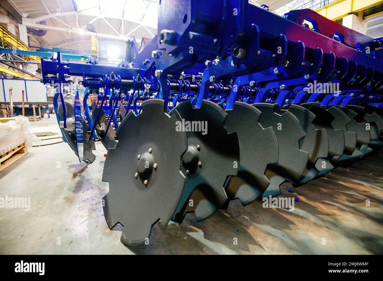 Modern manufactured agricultural disc cultivator in factory Stock Photo ...