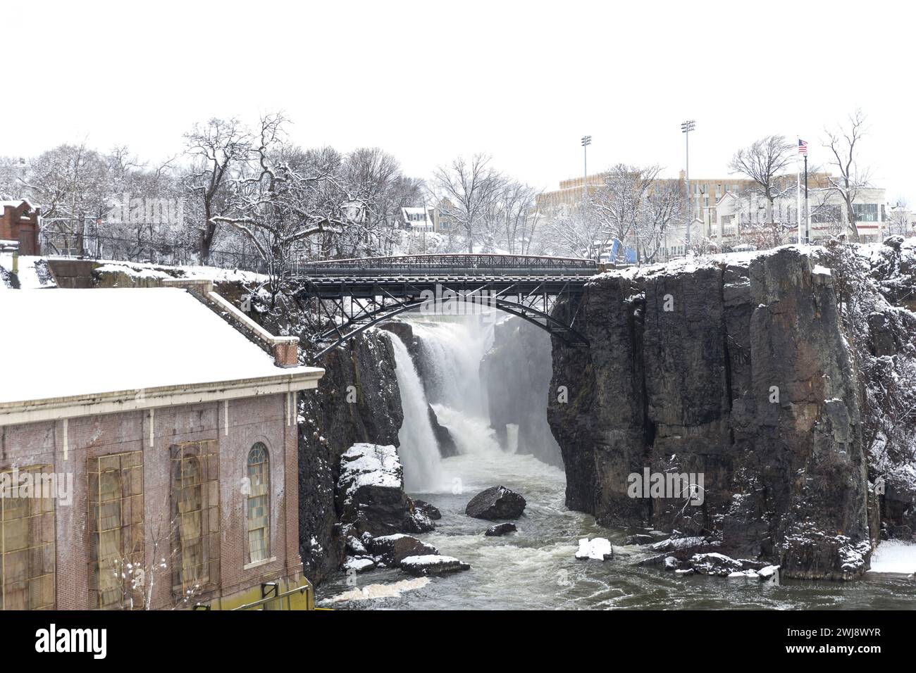 Snow at Paterson Great Falls National Historic Park in New Jersey ...