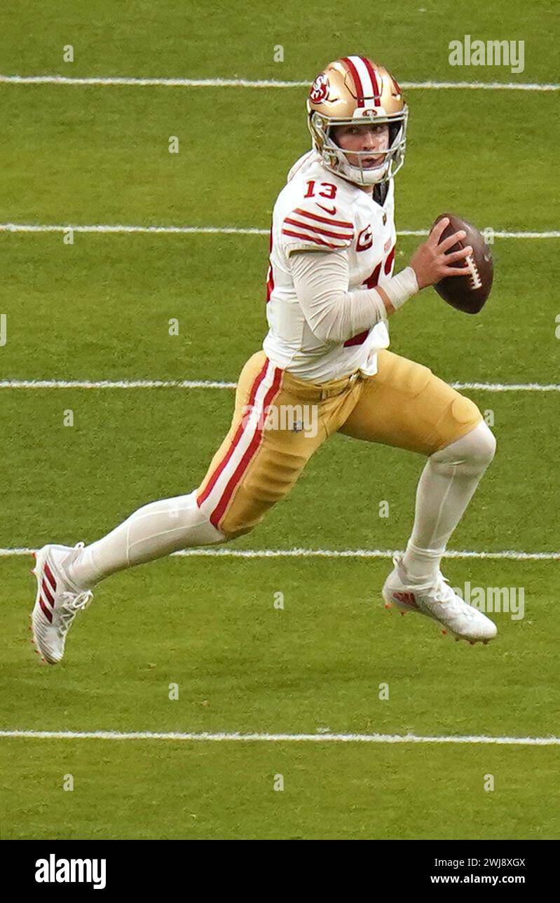 San Francisco 49ers quarterback Brock Purdy looks to pass during Super ...