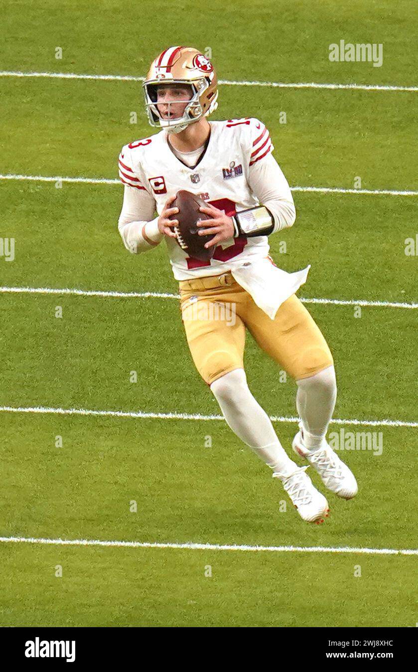 San Francisco 49ers quarterback Brock Purdy looks to pass during Super ...