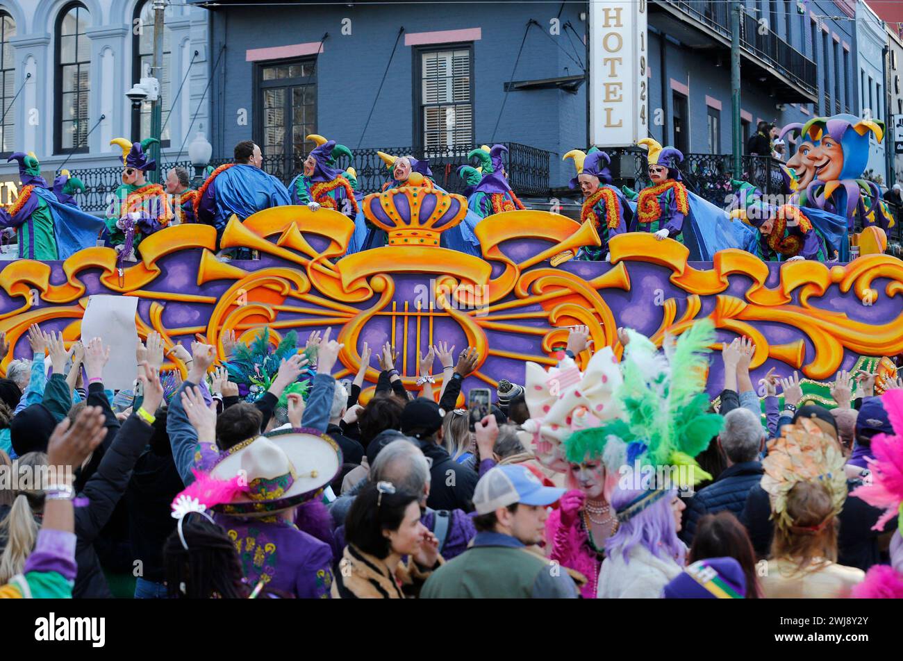 New Orleans, United States. 14th Feb, 2024. The Rex parade winds it's ...