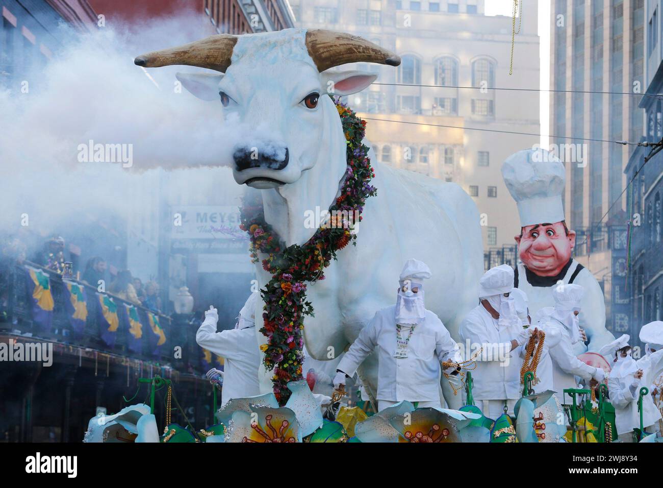 New Orleans, United States. 14th Feb, 2024. The Rex parade winds it's ...