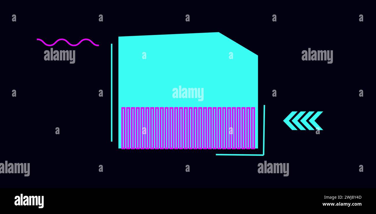 Tech template in cyberpunk style geometric shape. Rectangle lines and ...